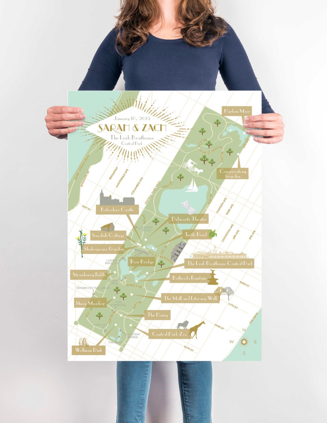 Large Format Seating Chart Map. Central Park, NYC. Central Park Seating ...
