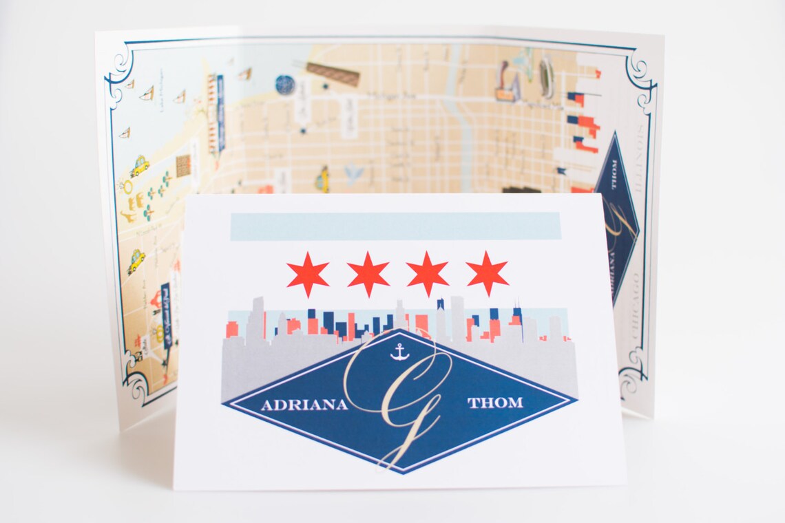 Chicago Wedding/event Map Invitation, Save the Date, Program or ...