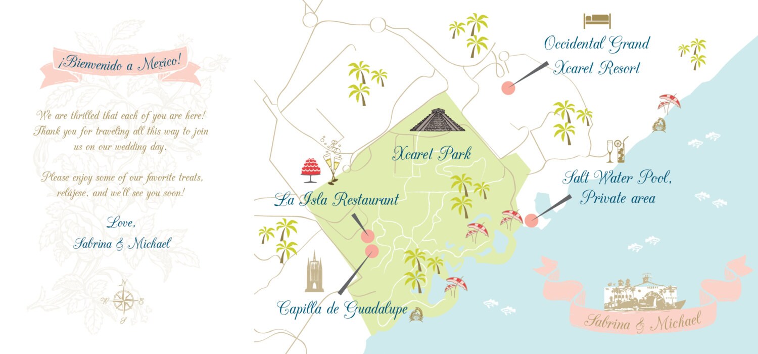 Wedding/event Map Invitation, Save the Date, Program or Itinerary ...
