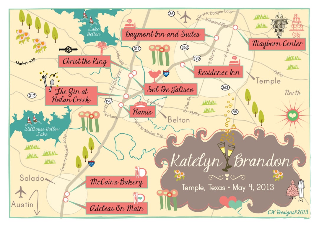 Wedding/event Map Invitation, Save the Date, Program or Itinerary ...