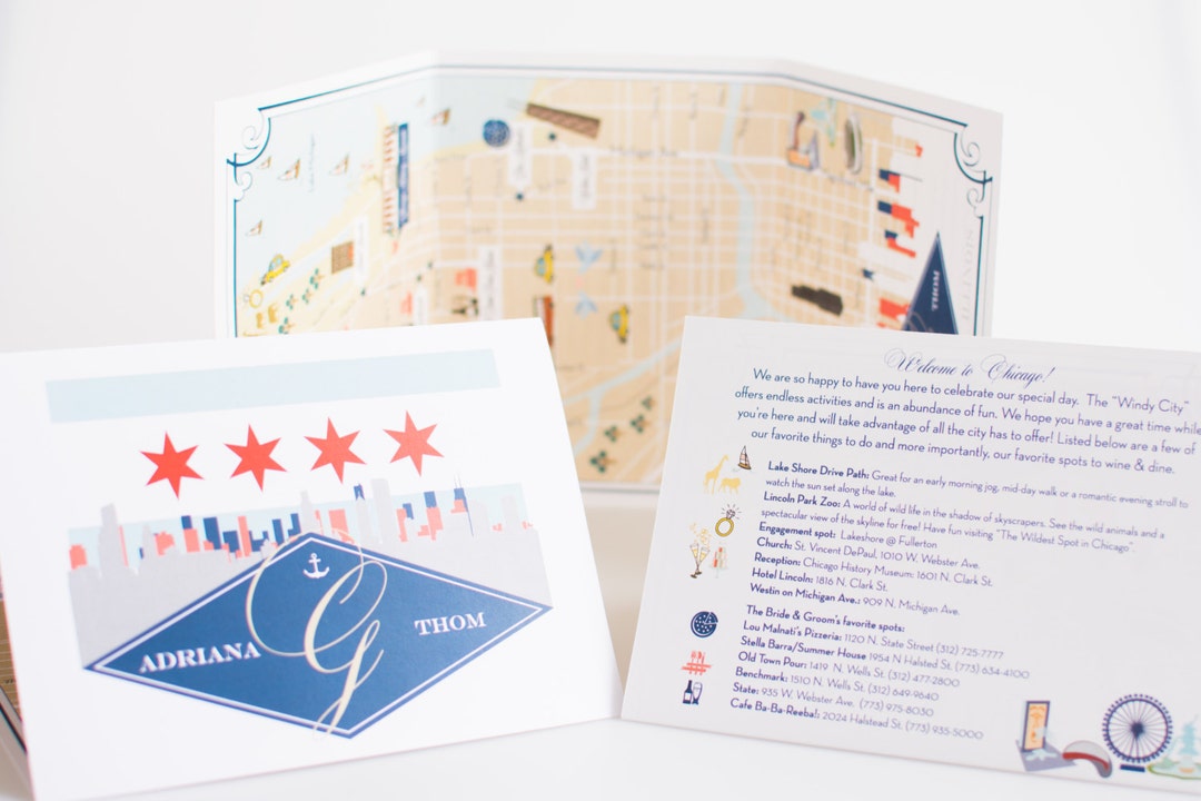 Chicago Wedding/event Map Invitation, Save the Date, Program or ...