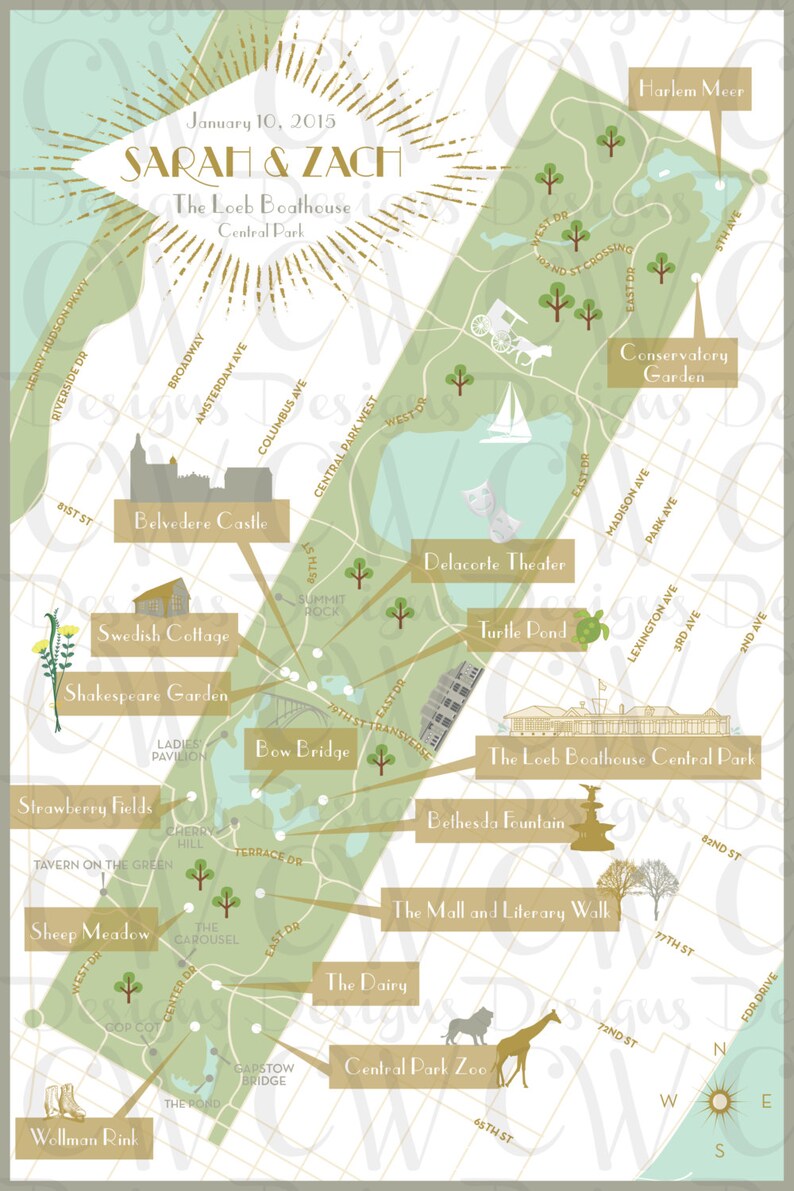 Large Format Seating Chart Map. Central Park, NYC. Central Park Seating ...