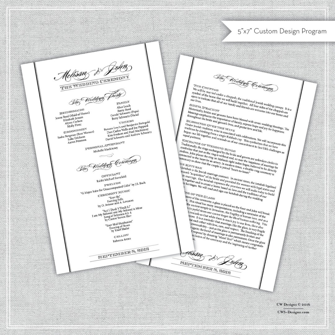 Custom Wedding Program. Program. Reception. Wedding Program. - Etsy