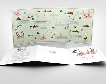 Wedding/event Map Invitation Save the Date Program or - Etsy