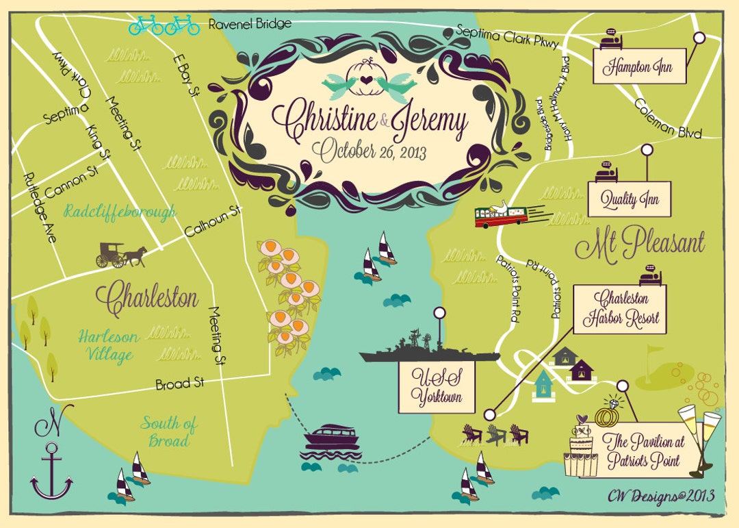 Wedding/event Map Invitation, Save the Date, Program or Itinerary ...