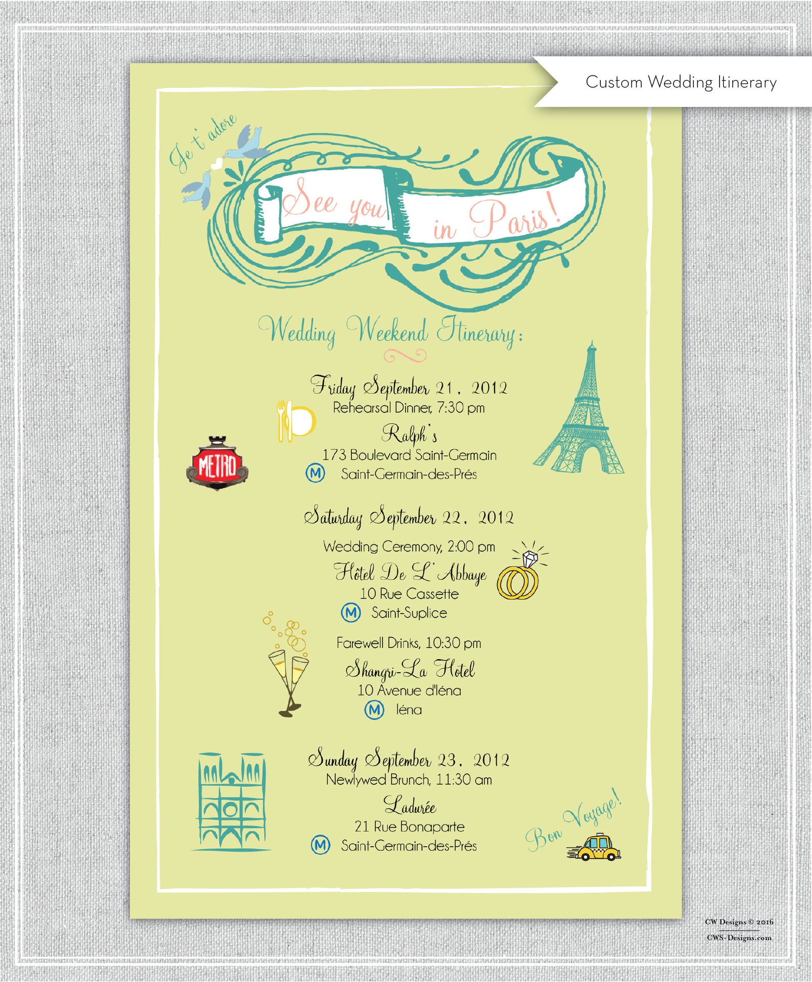 Wedding Weekend Timeline Custom Wedding Map Wedding Map | Etsy