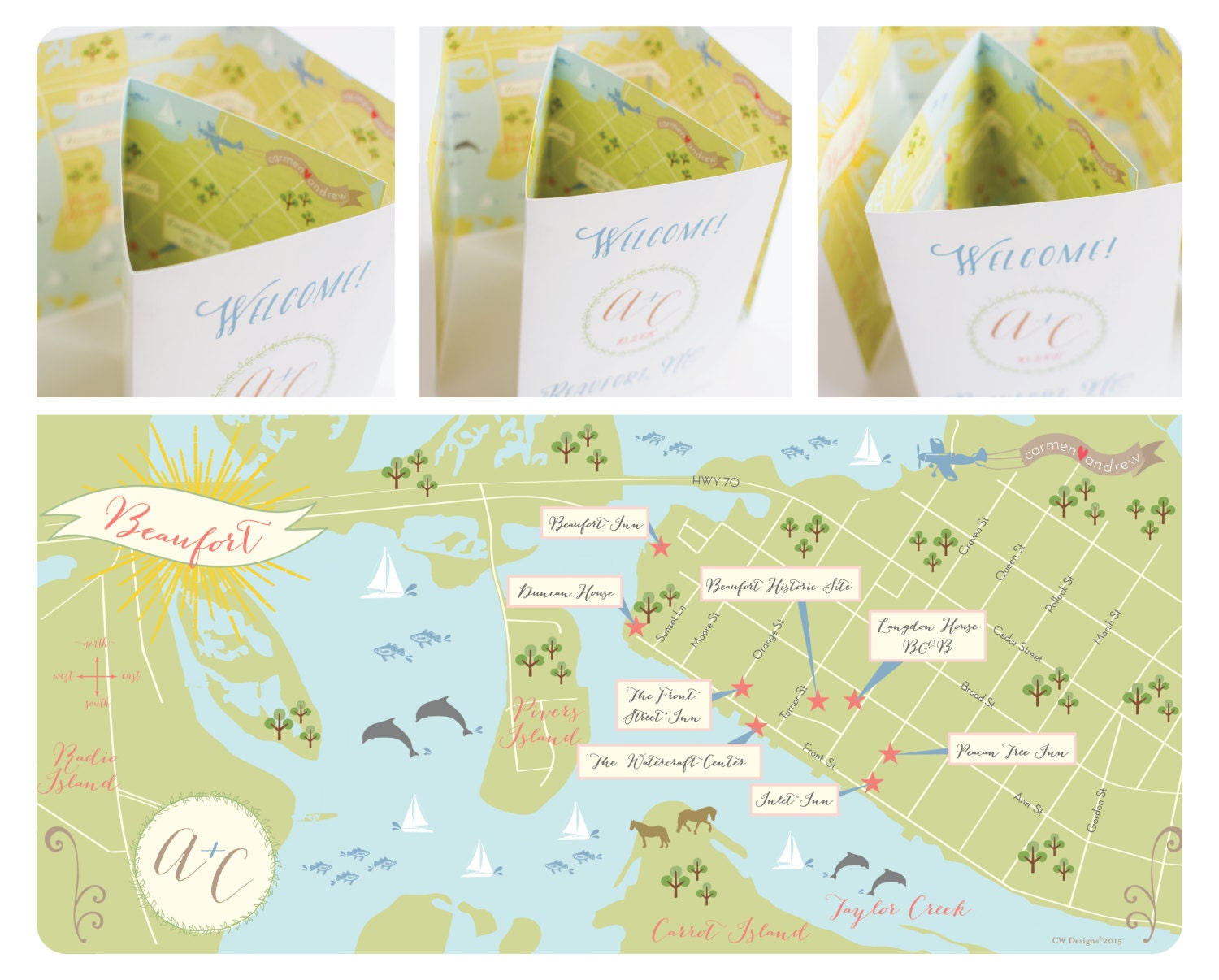 Wedding/event Map Invitation Save the Date Program or | Etsy