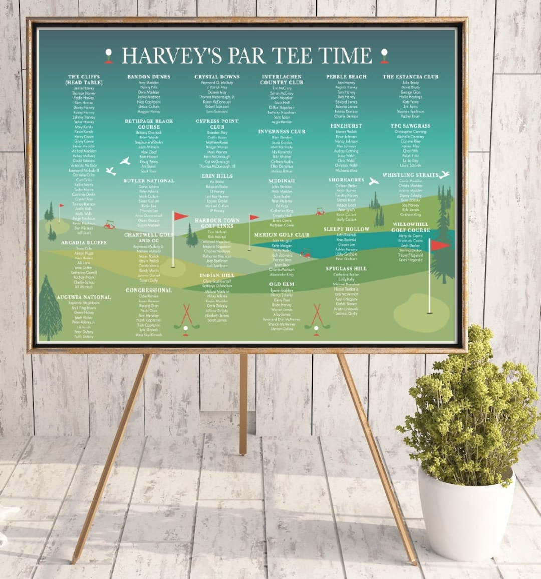 Golf Course Seating Chart. Wedding Guest Chart. Seating Chart. Simple ...