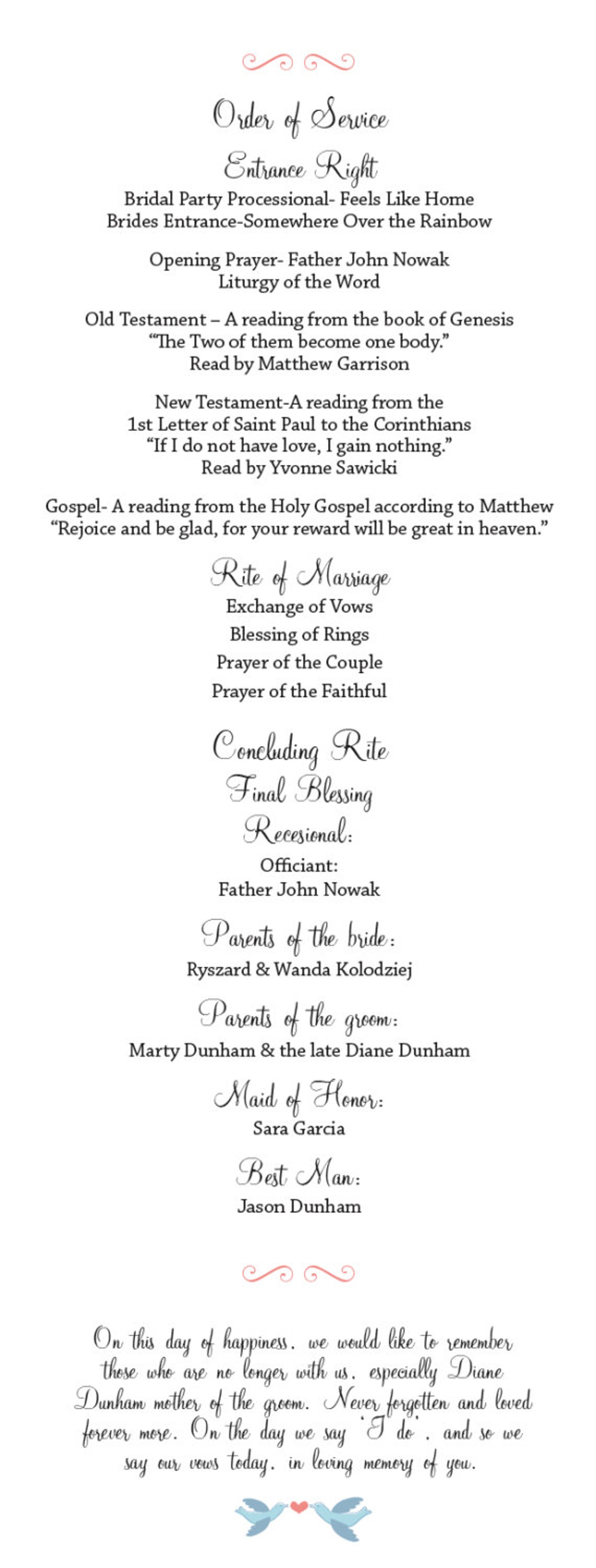 Custom Wedding Program. Program. Reception. Wedding Program. - Etsy