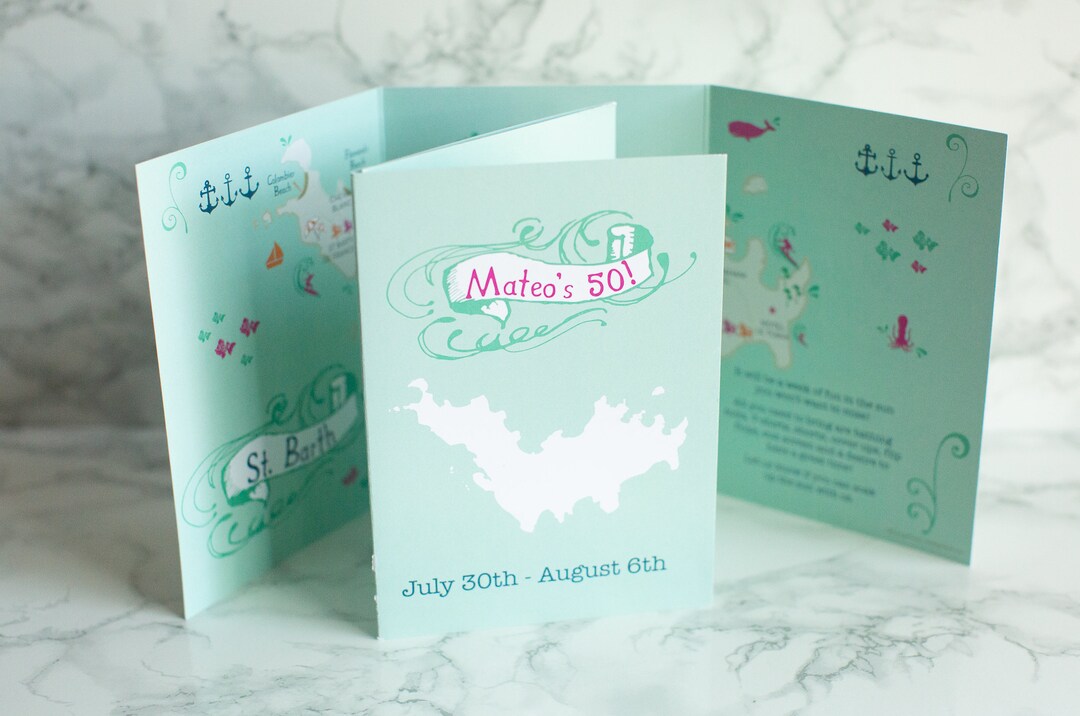 Birthday Invitation Tri-fold Map With Itinerary - Etsy