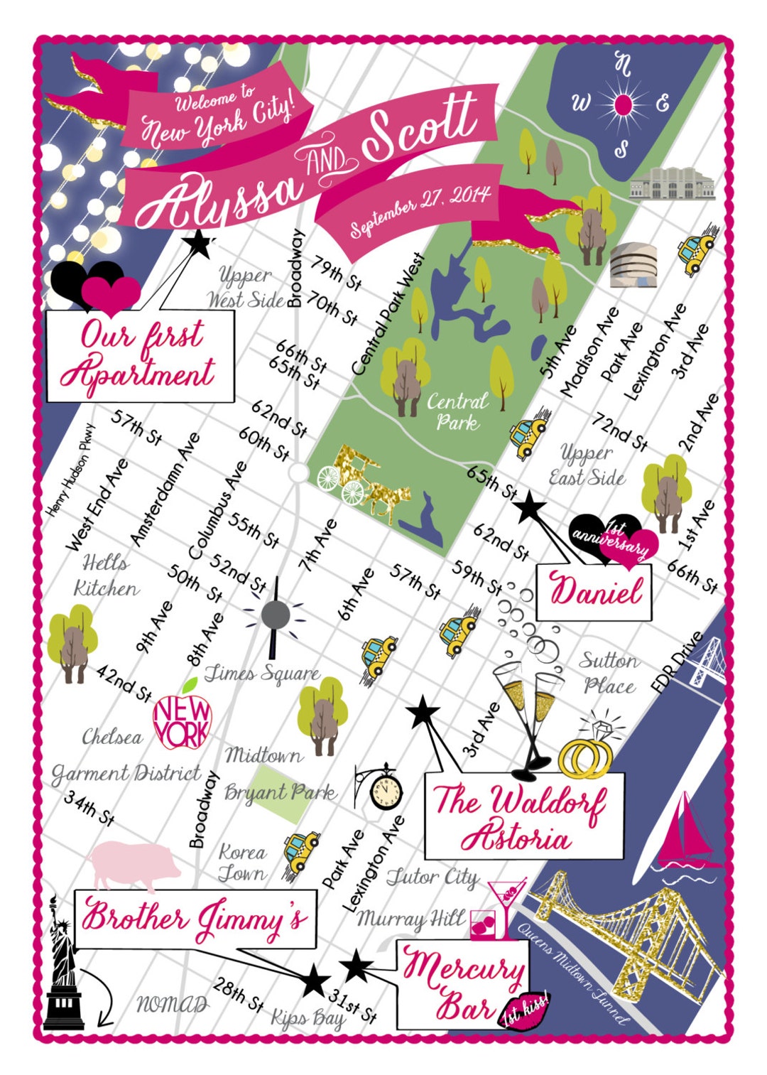 Wedding/event Map Invitation, Save the Date, Program or Itinerary ...