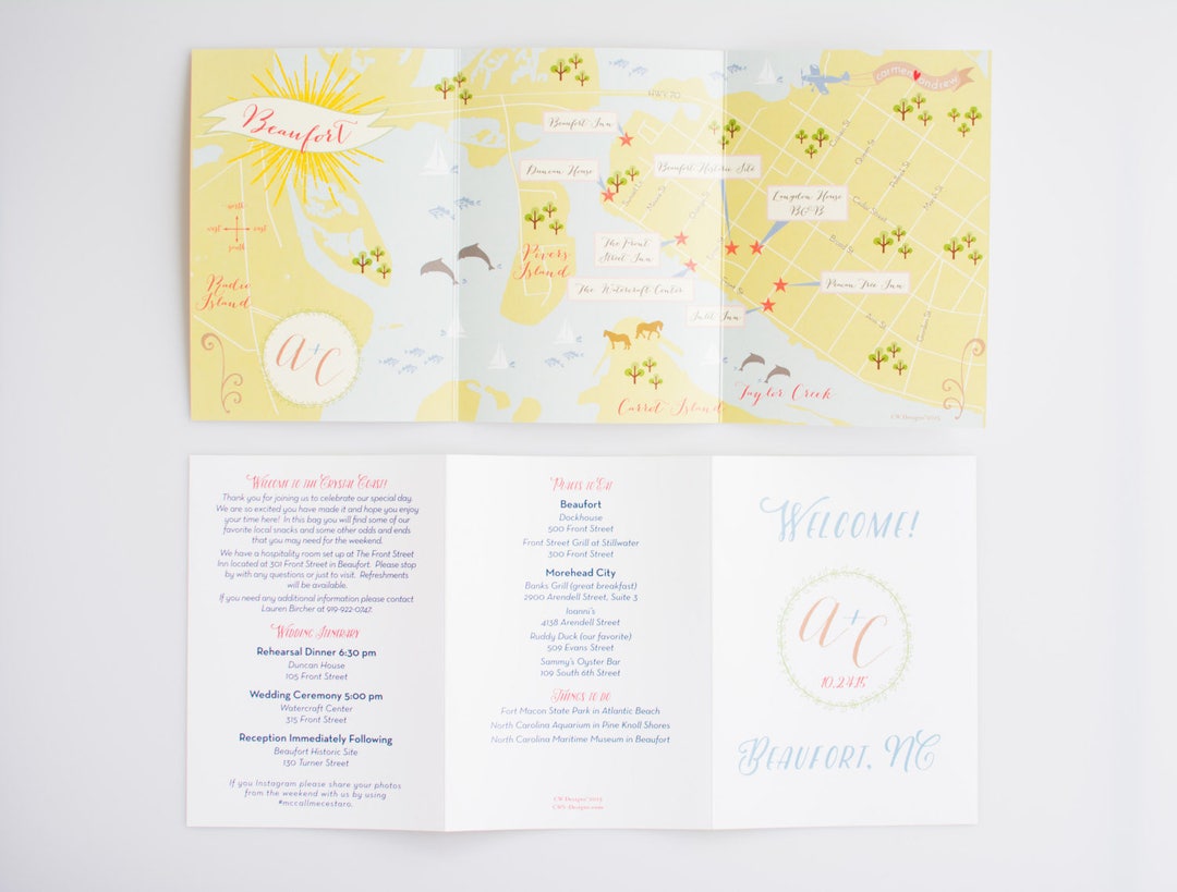 Wedding/event Map Invitation, Save the Date, Program or Itinerary ...