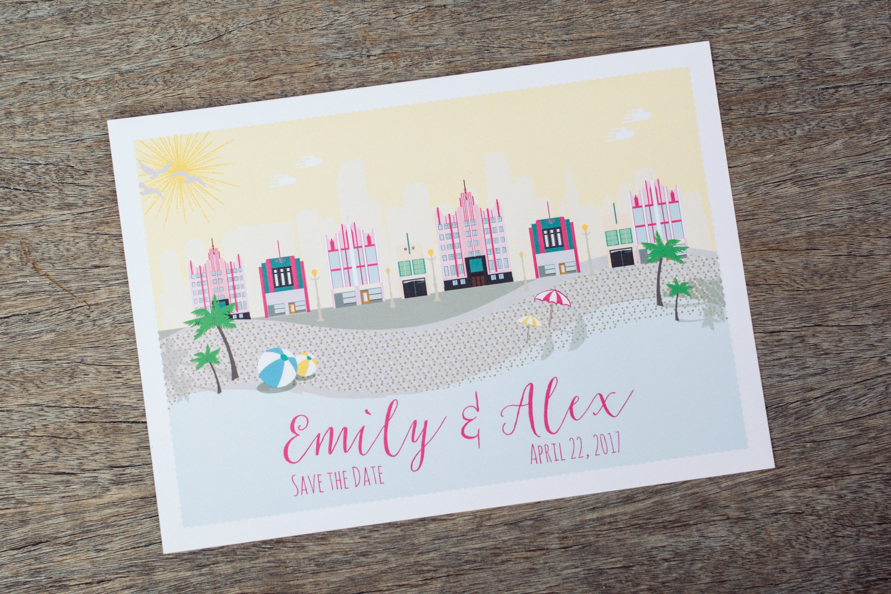 Personalized Save the Date, Wedding Invitation, Art Deco, Illustration ...