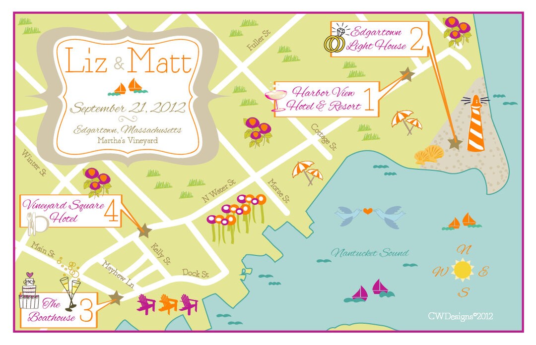 Wedding/event Map Invitation, Save the Date, Program or Itinerary ...