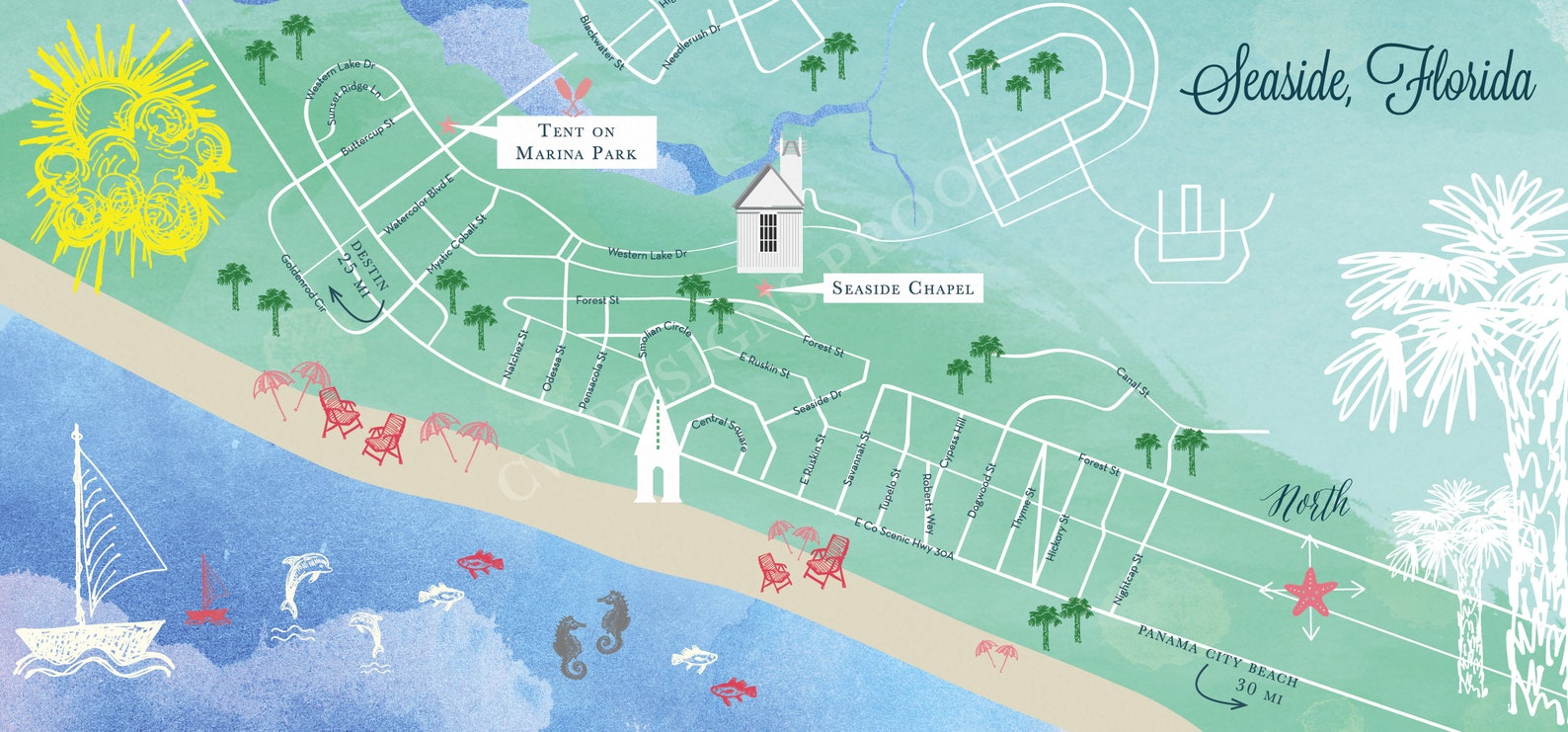 Wedding/Event Map Invitation for Seaside Florida Save the | Etsy