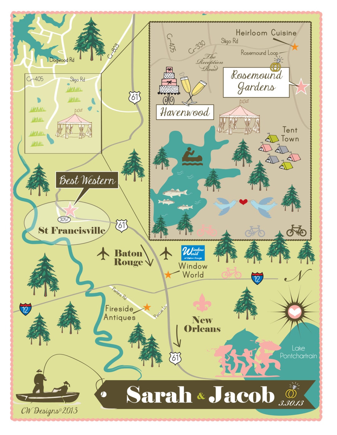 Wedding/event Map Invitation, Save the Date, Program or Itinerary ...