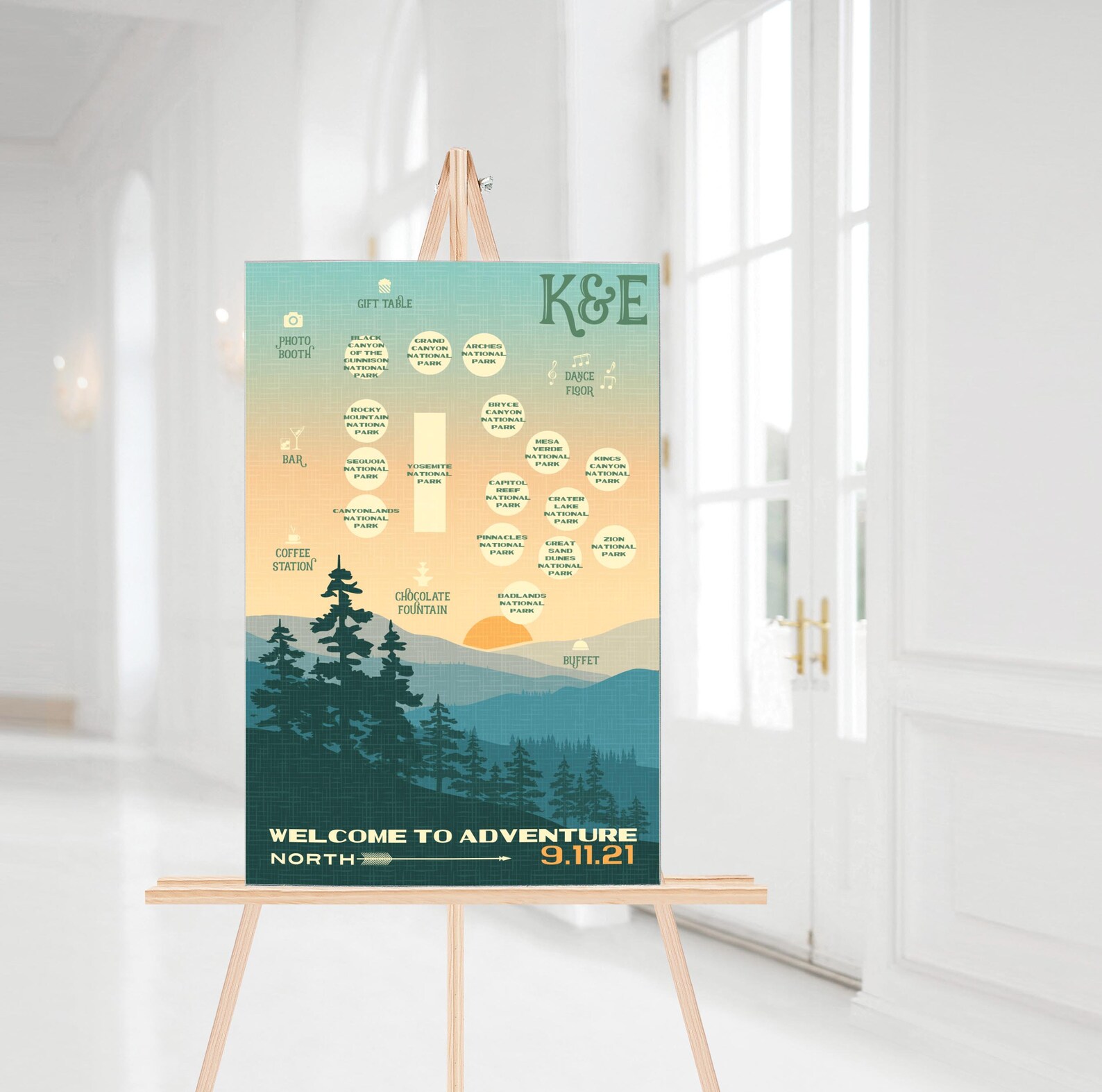 National Park Seating Chart. Formal Seating Chart. Monogram - Etsy