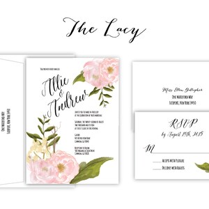 Floral Boho Wedding Invitation "the Lacy"-- (20 Invites, RSVP Cards ...