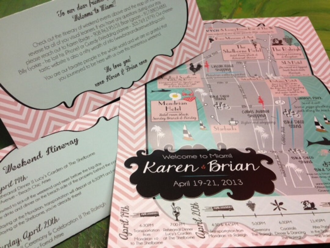 Wedding/event Map Invitation, Save the Date, Program or Itinerary ...