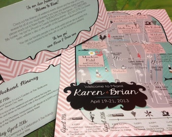 Wedding/event Map Invitation Save the Date Program or - Etsy