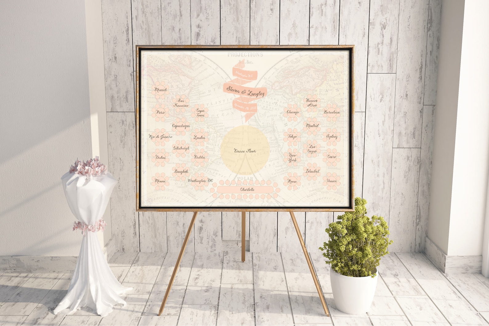World Map Seating Chart. Vintage Map Wedding Guest Chart. Seating Chart ...