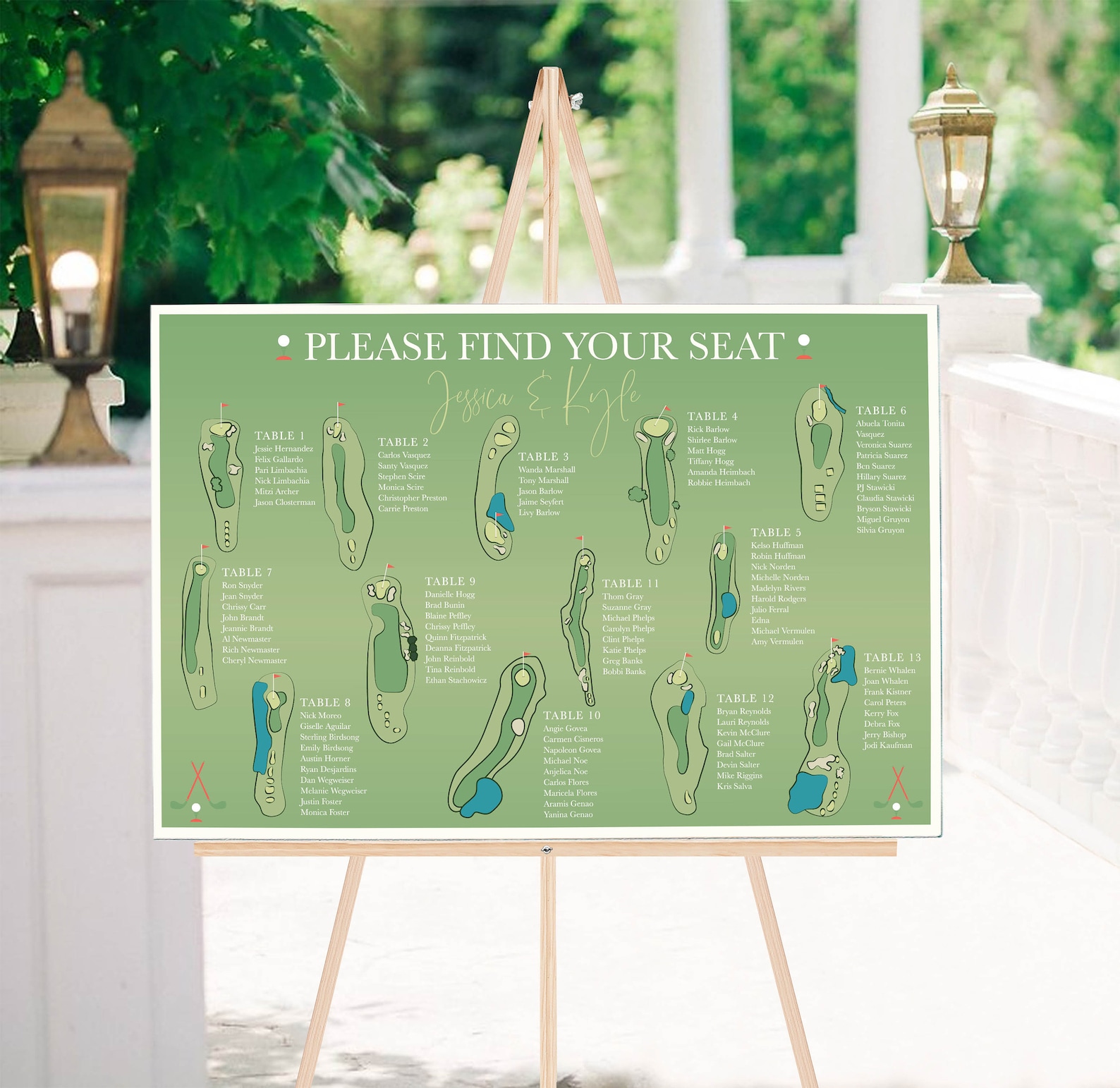 Golf Course Seating Chart. Wedding Guest Chart. Seating Chart. - Etsy