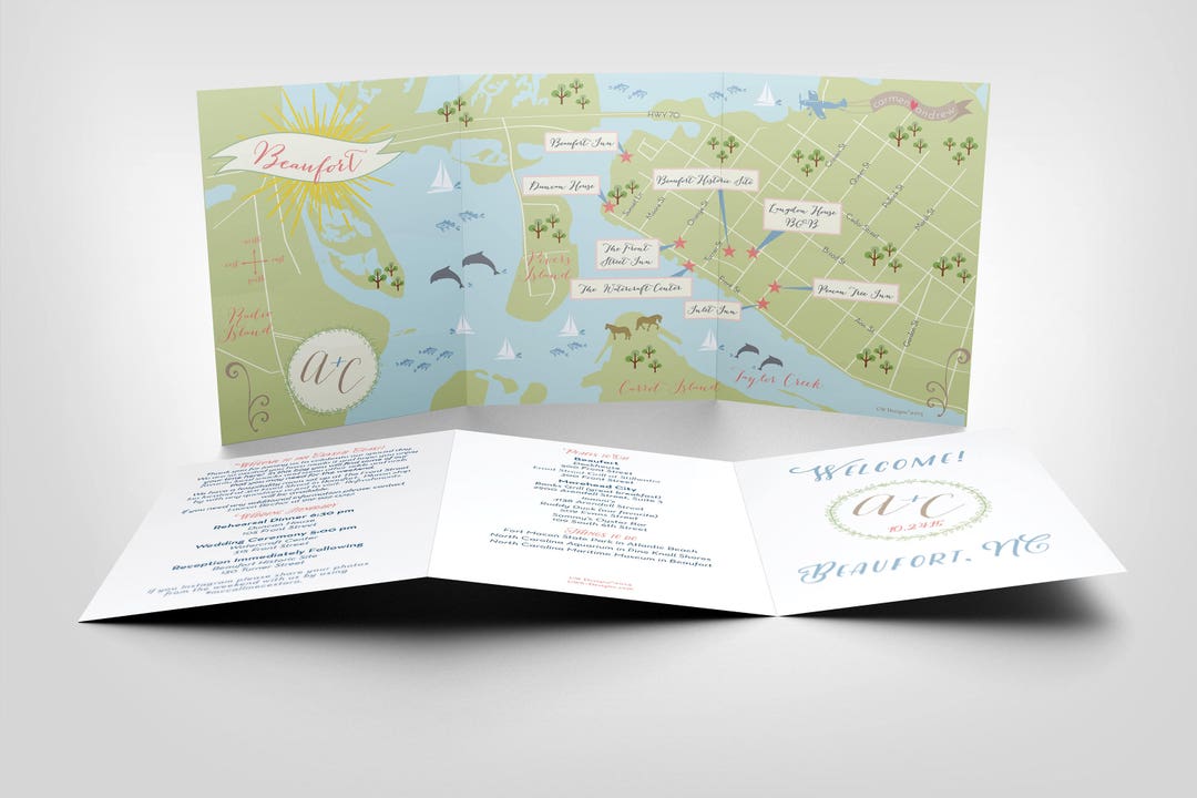 Wedding/event Map Invitation, Save the Date, Program or Itinerary ...
