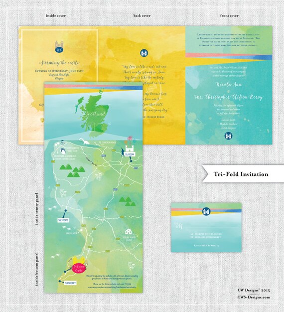 Scotland Wedding/event Map Invitation Save the Date Program | Etsy