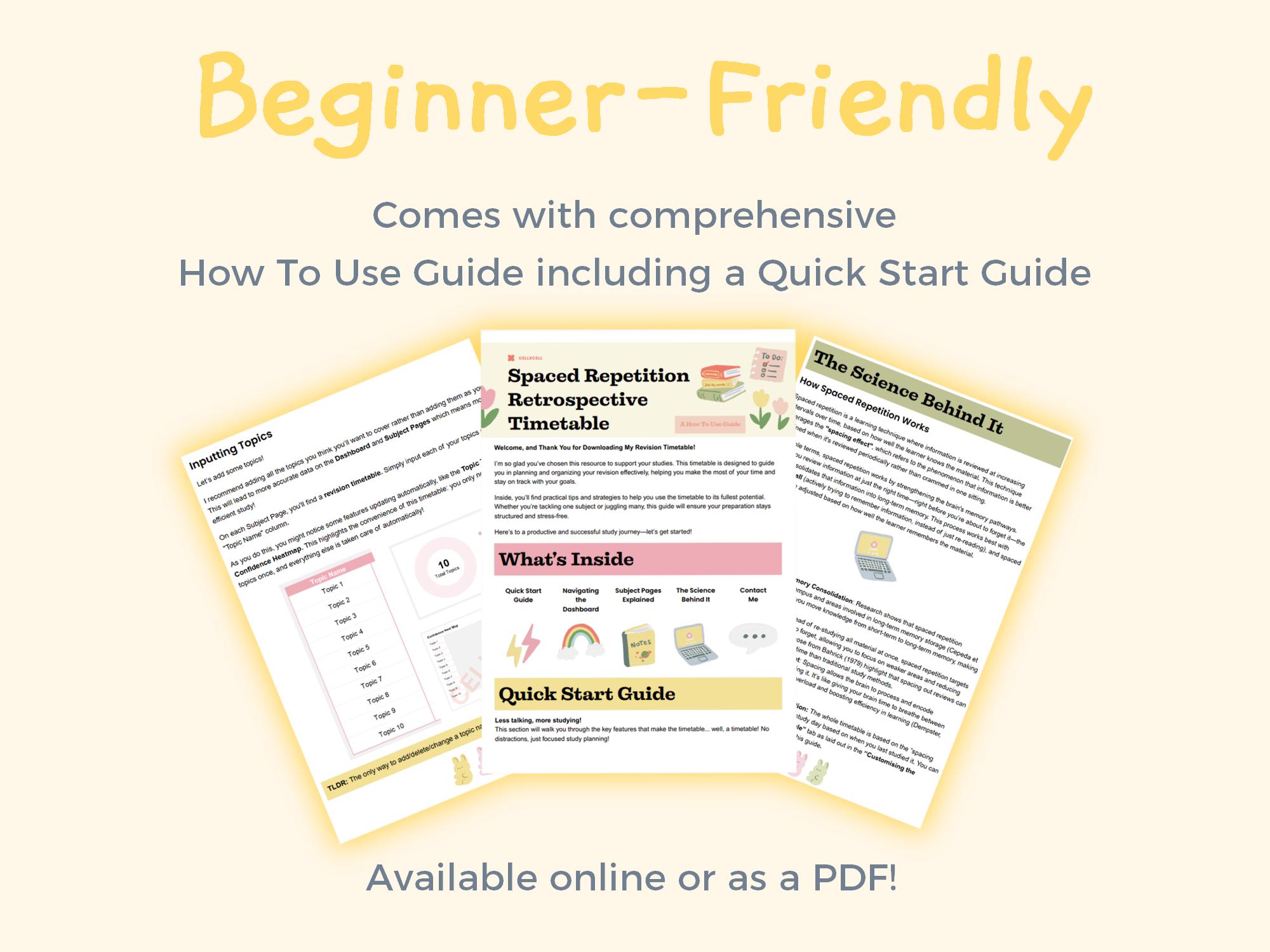 Spaced Repetition Revision Timetable - Retrospective Study Planner 4 ...