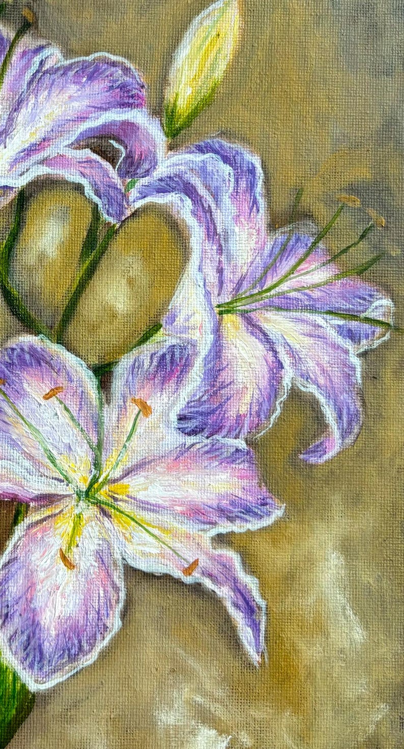 Hand-painted Purple Lily Print: Oil Painting - Etsy