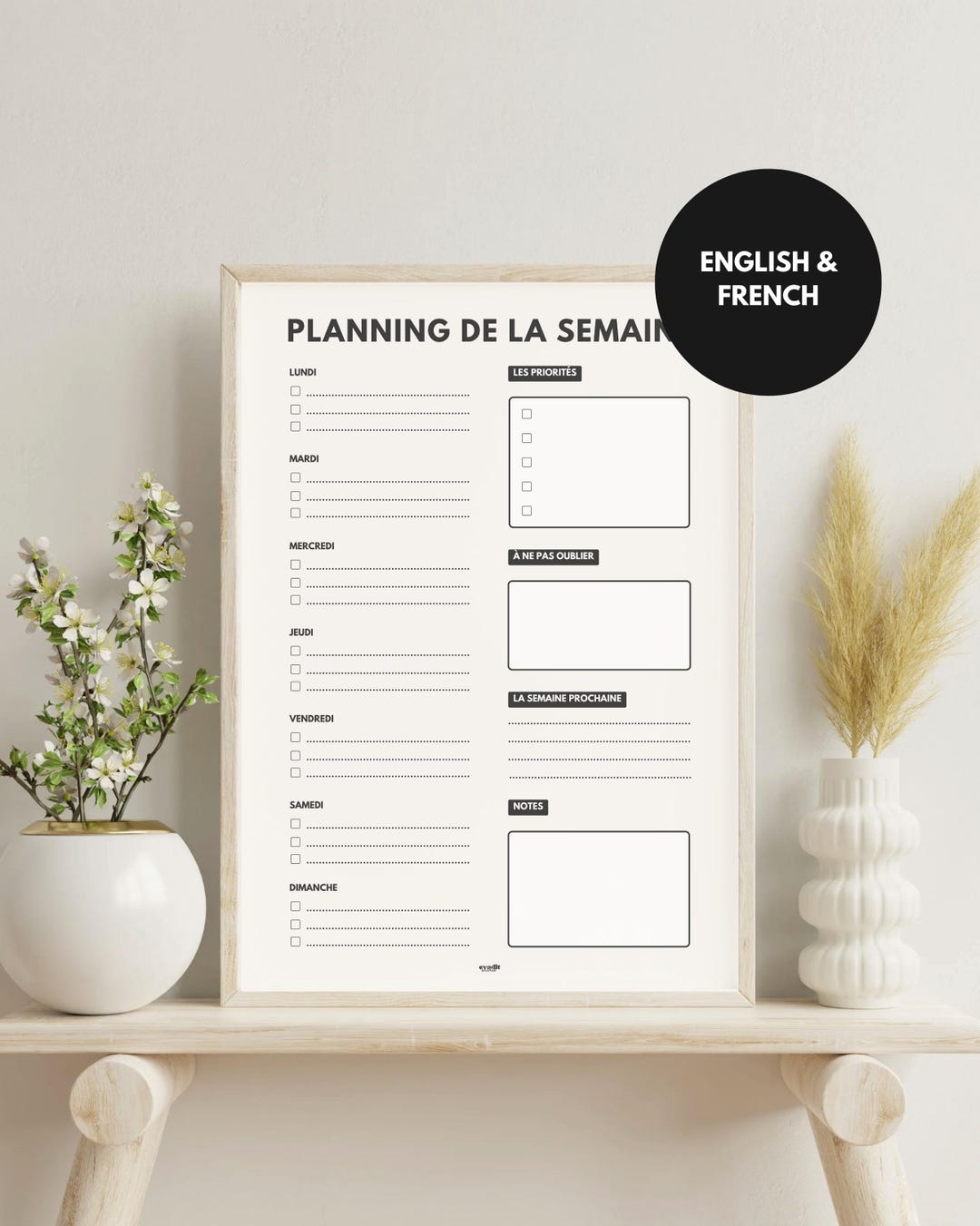 Weekly Planner Poster – Weekdays Checklist, Priorities, Don’t Forget ...