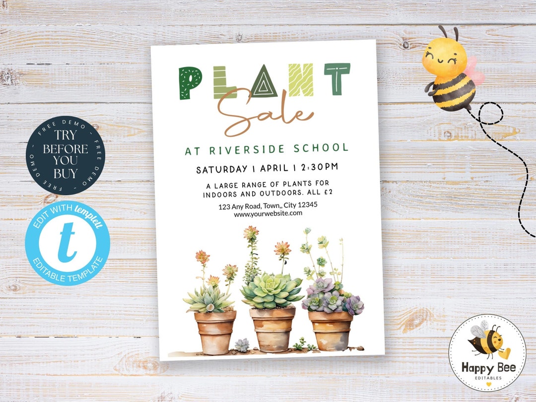 Editable PLANT SALE Flyer Template Fundraiser Flyer Spring Custom ...