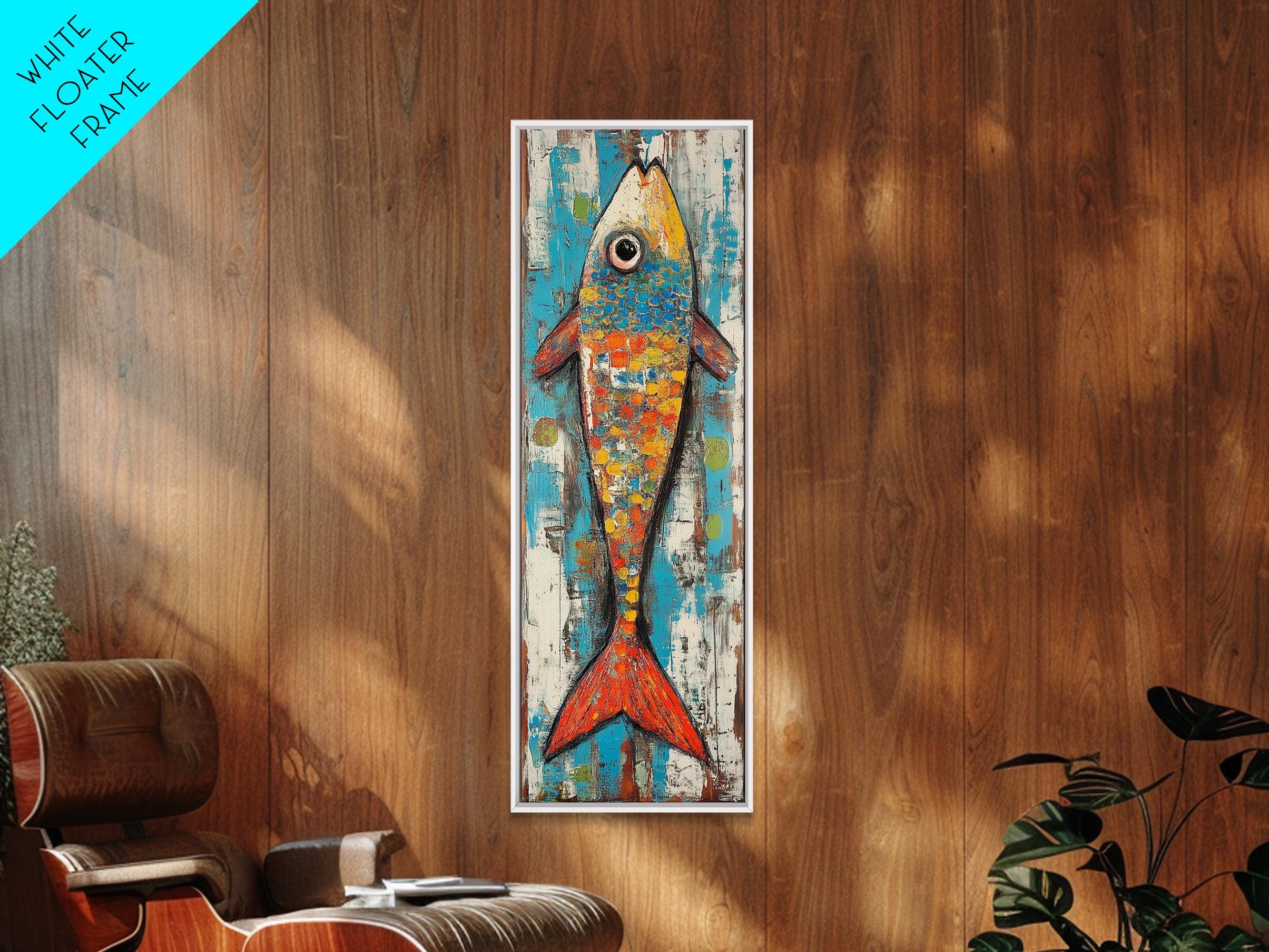 Koi Fish Painting, Colorful Fish Art, Nautical Decor, Rustic Art ...