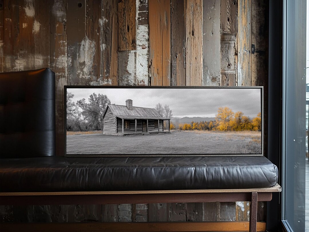 Log Cabin, Fall Art, Rustic Wall Art, Farmhouse Art, Cozy Cabin Art ...
