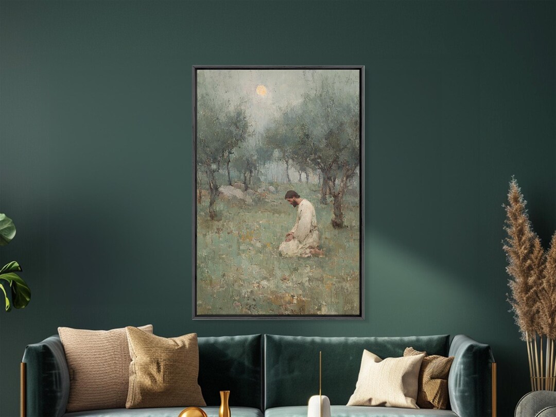 Garden of Prayer - Framed Canvas Print - Christian Art Work - Jesus ...