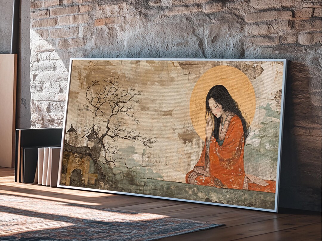 The Samaritan Woman at the Well Nihonga Style Framed Canvas Print ...