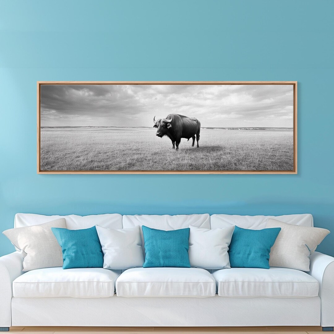 Buffalo Canvas Print: Western Landscape, Rustic Farmhouse Wall Art - Etsy