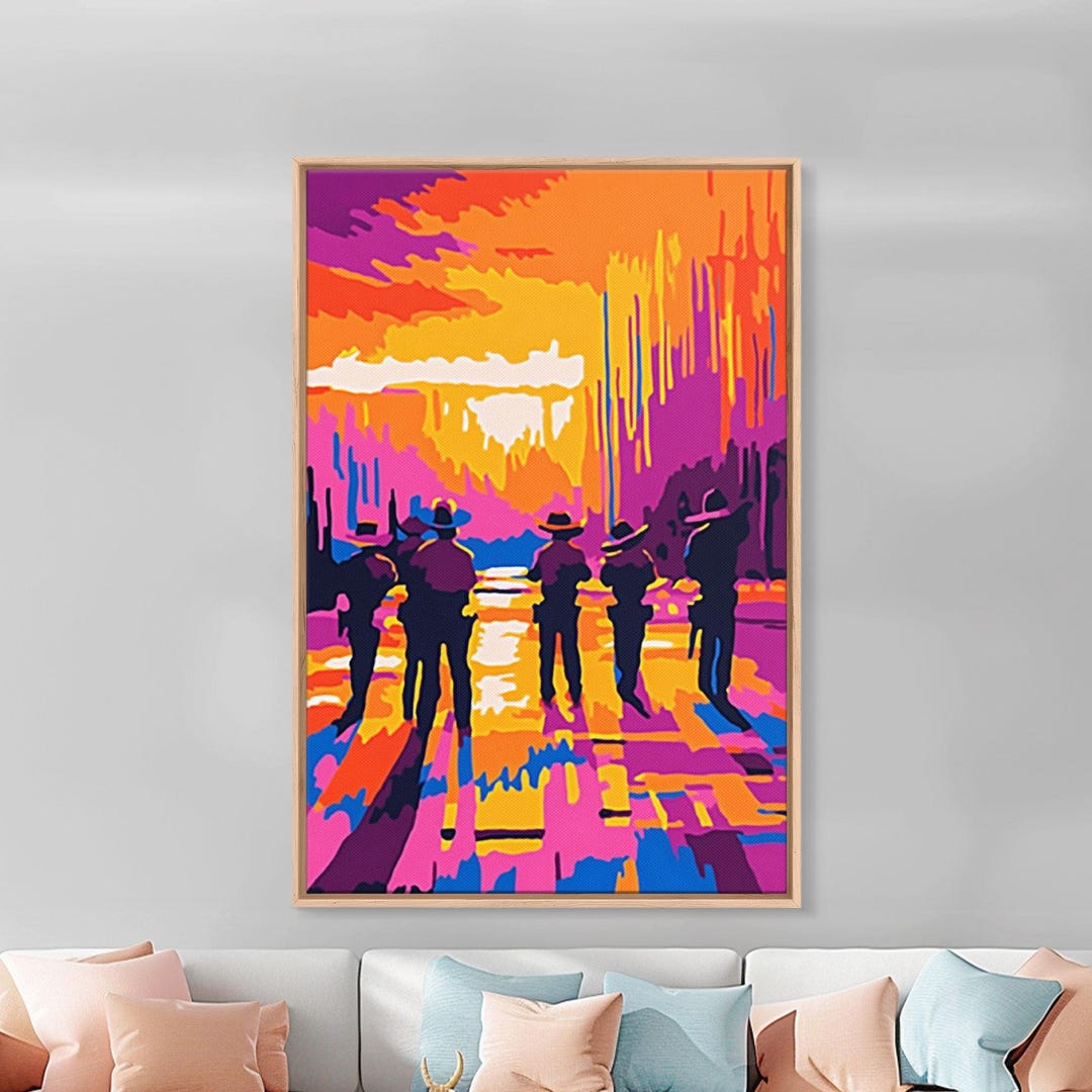 Cowboy Western Art, Chicano Art, Bold Color Painting, Framed Canvas ...