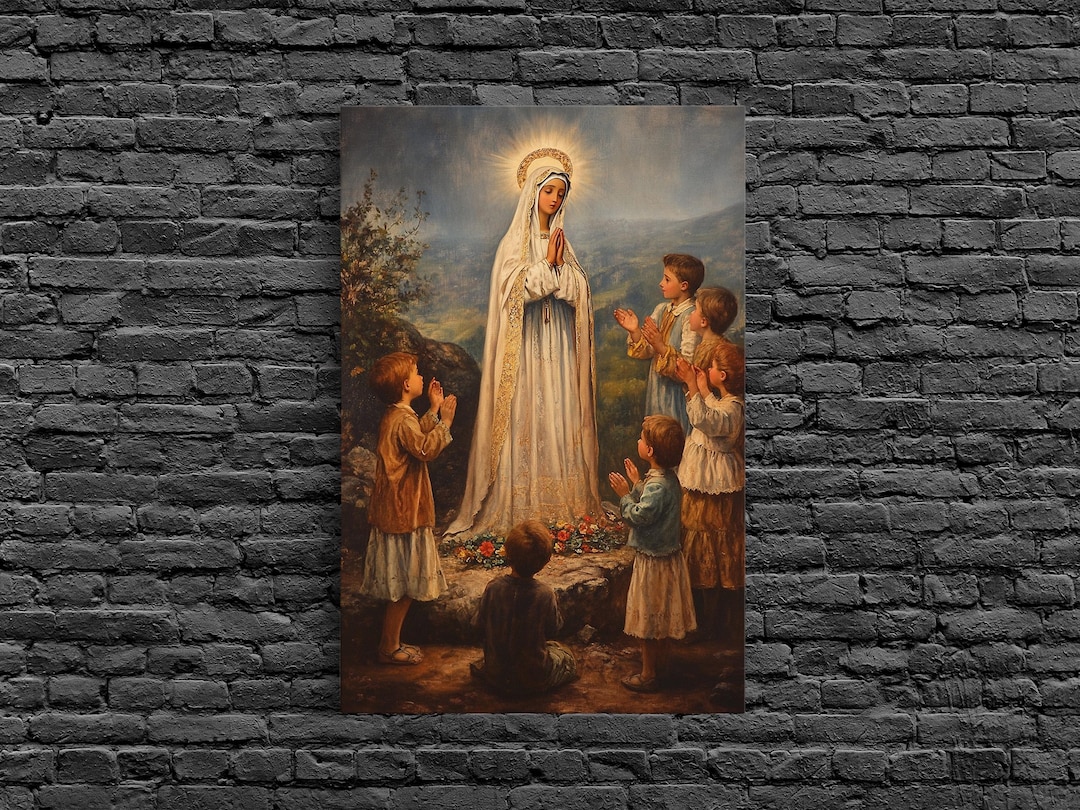Our Lady of Fatima Apparition to the Children Framed Canvas Print ...