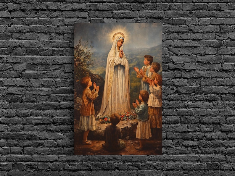 Our Lady of Fatima Apparition to the Children Framed Canvas Print ...