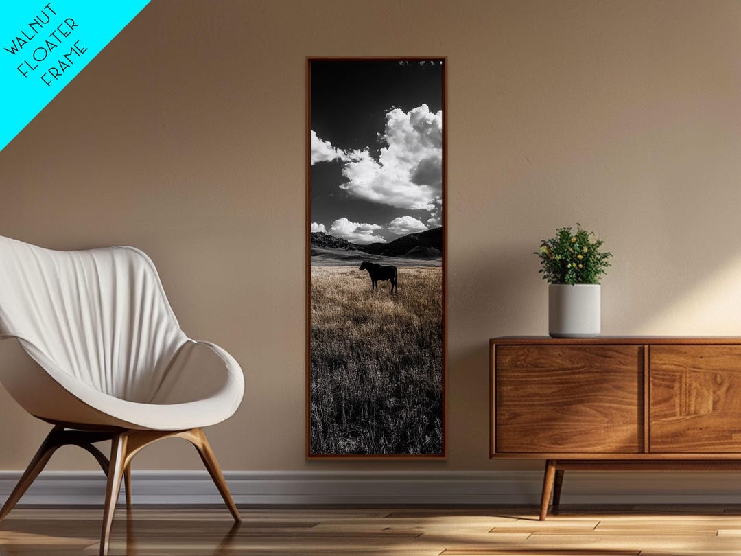 Lone Cow Art, Canvas Print, Rustic Decor, Farmhouse Art, Landscape ...