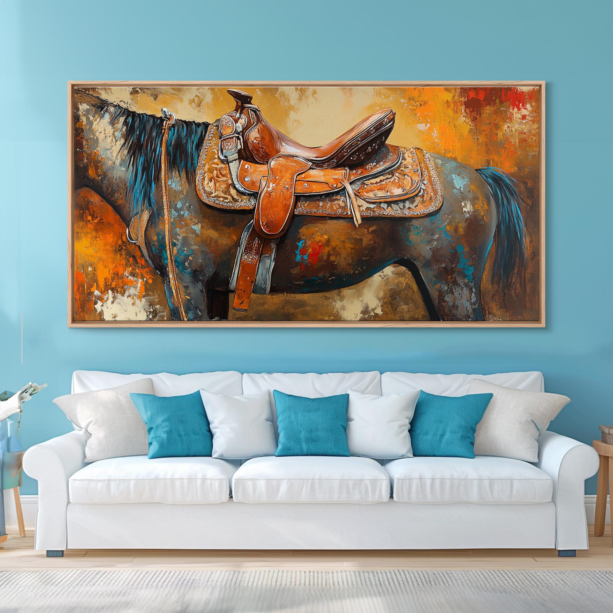 Western Saddle Canvas Print: Rustic Farmhouse Wall Art - Etsy