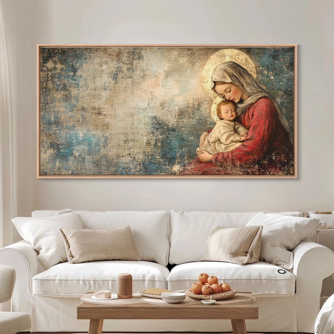 Mary Nursing the Christ Child Renaissance Style Framed Canvas Print ...