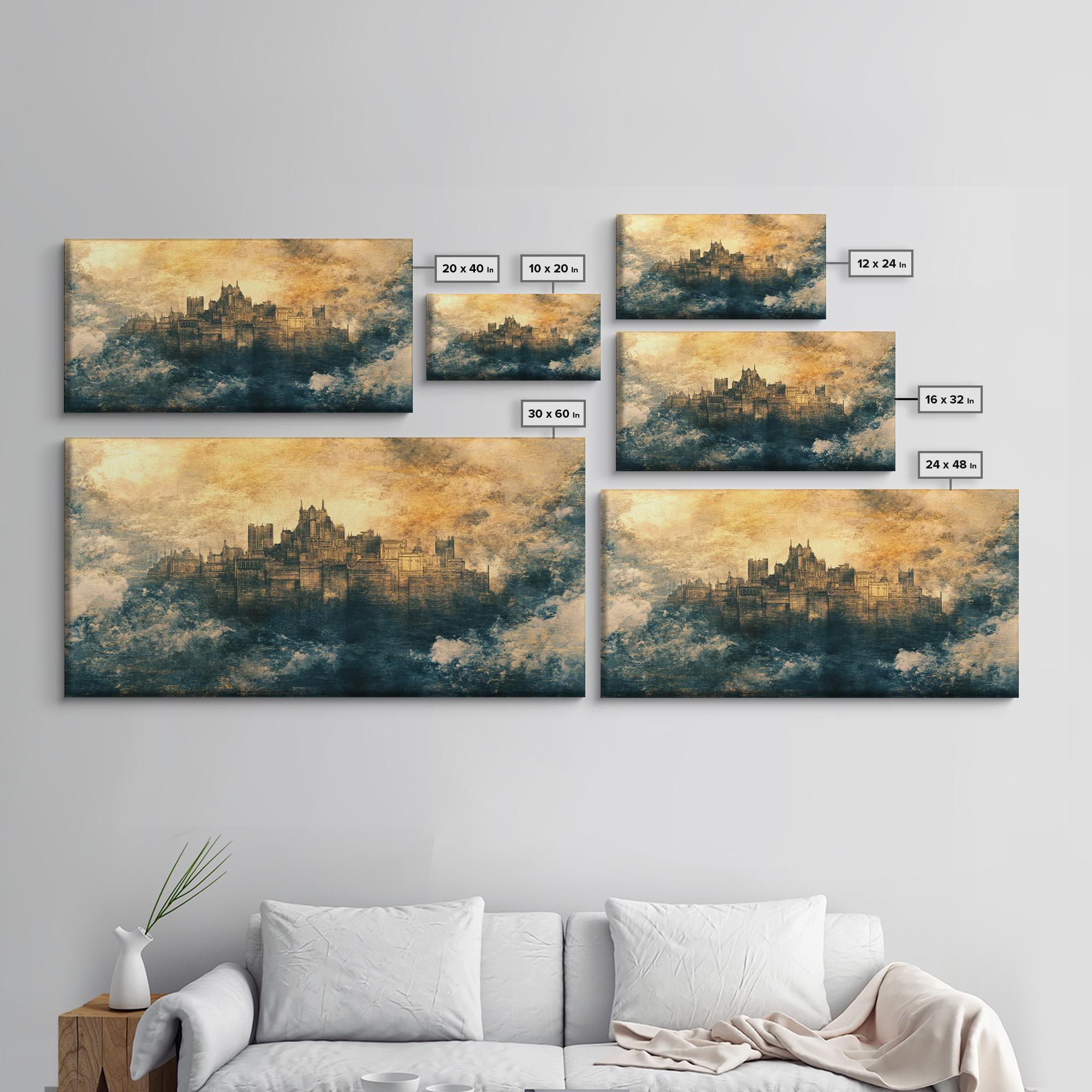 The New Jerusalem Heavenly City Nihonga Wabi Sabi Style Framed Canvas ...