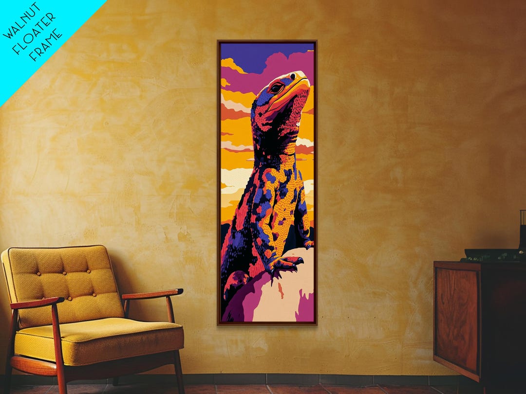 Colorful Lizard Pop Art Framed Canvas Print: Southwest Geometric Wall ...