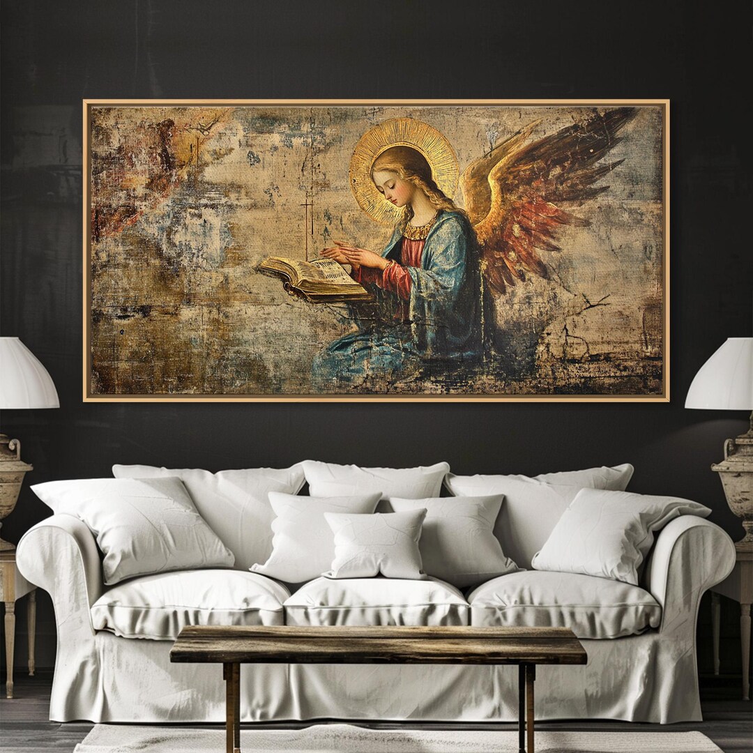 Feast of the Annunciation Romanticism Style Framed Canvas Print - Angel ...