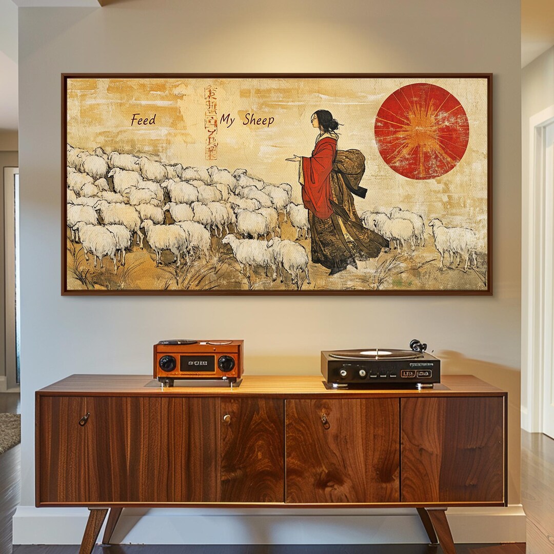 Feed My Sheep Commissioning of Peter Framed Canvas Print - Large ...