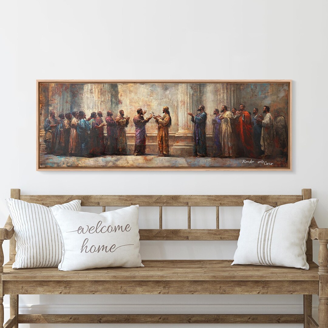 The Tribute Money Render Unto Caesar Framed Canvas Print | Panoramic ...