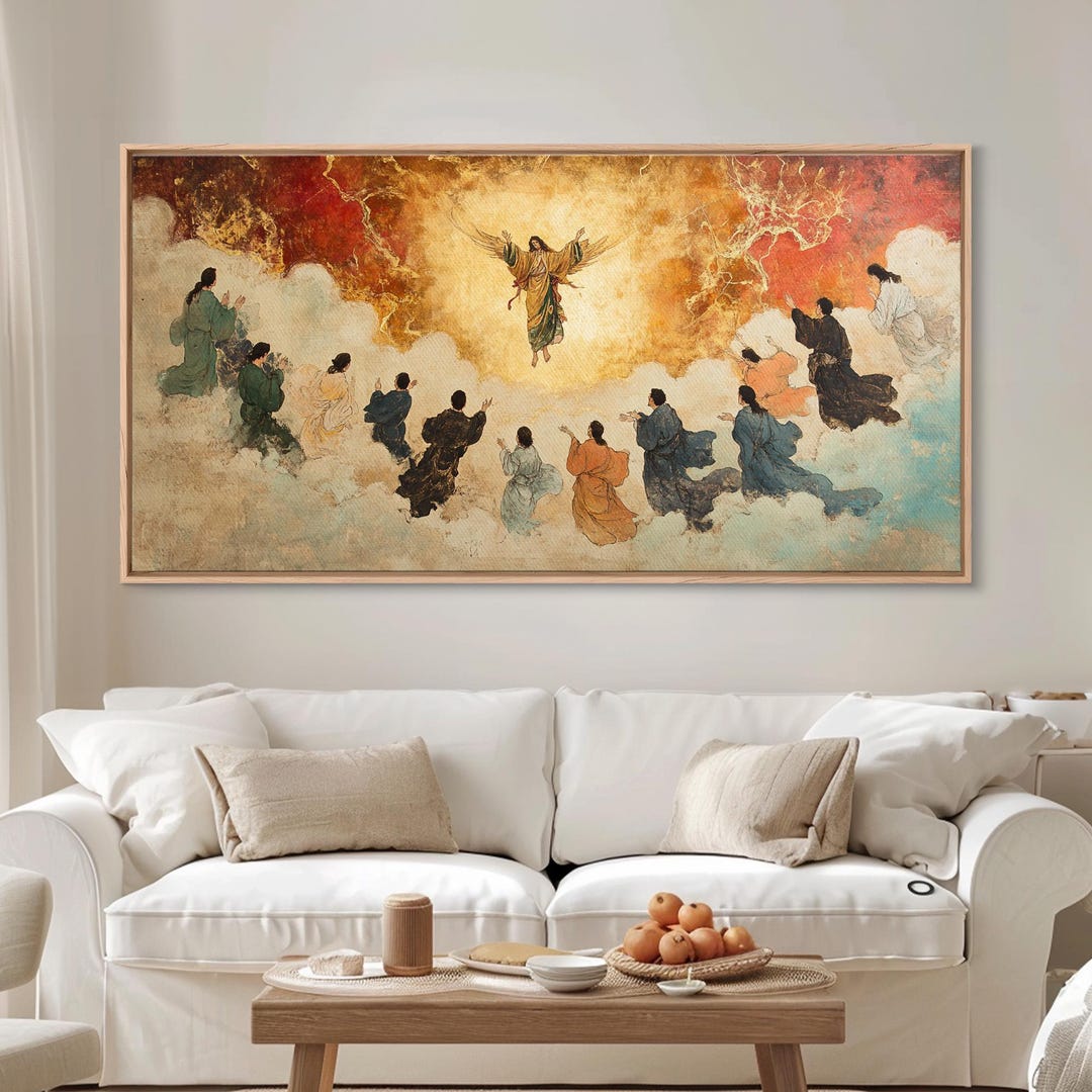 The Ascension of Christ Nihonga Style Framed Canvas Print - Wabi Sabi ...