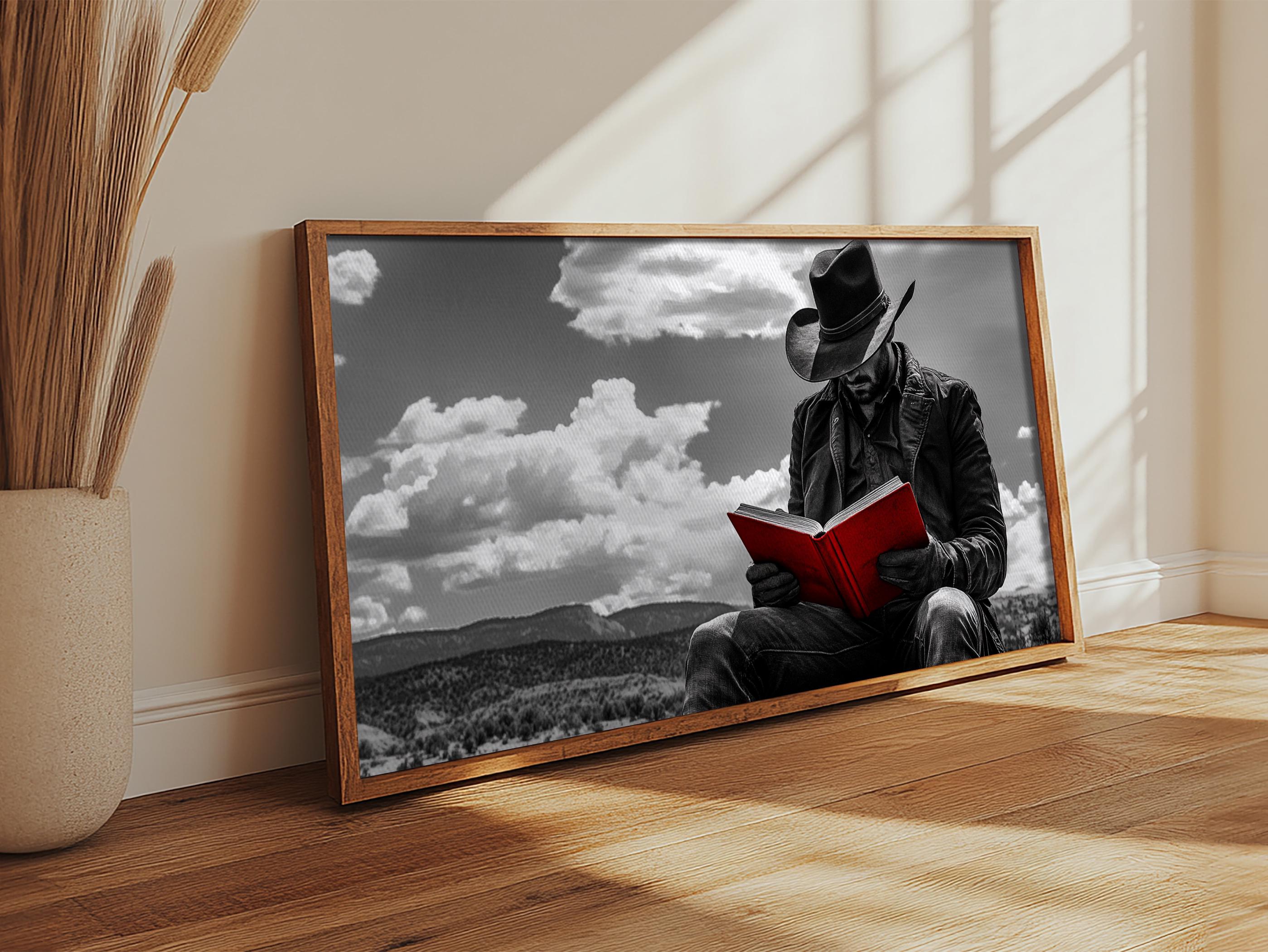 Cowboy Reading Art Print: Moody Southwest Canvas Wall Art - Etsy